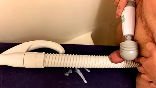 Fat Helmet Guy On Inflatable Boat Rubbing Vacuum Hose On Small Penis 3104